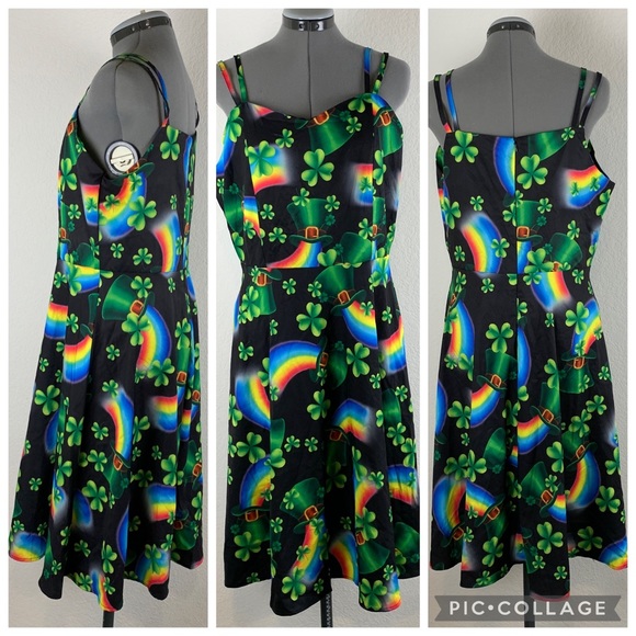 Dresses | Nwot St Patricks Day Leprechaun Hat Rainbow Print Dress ...